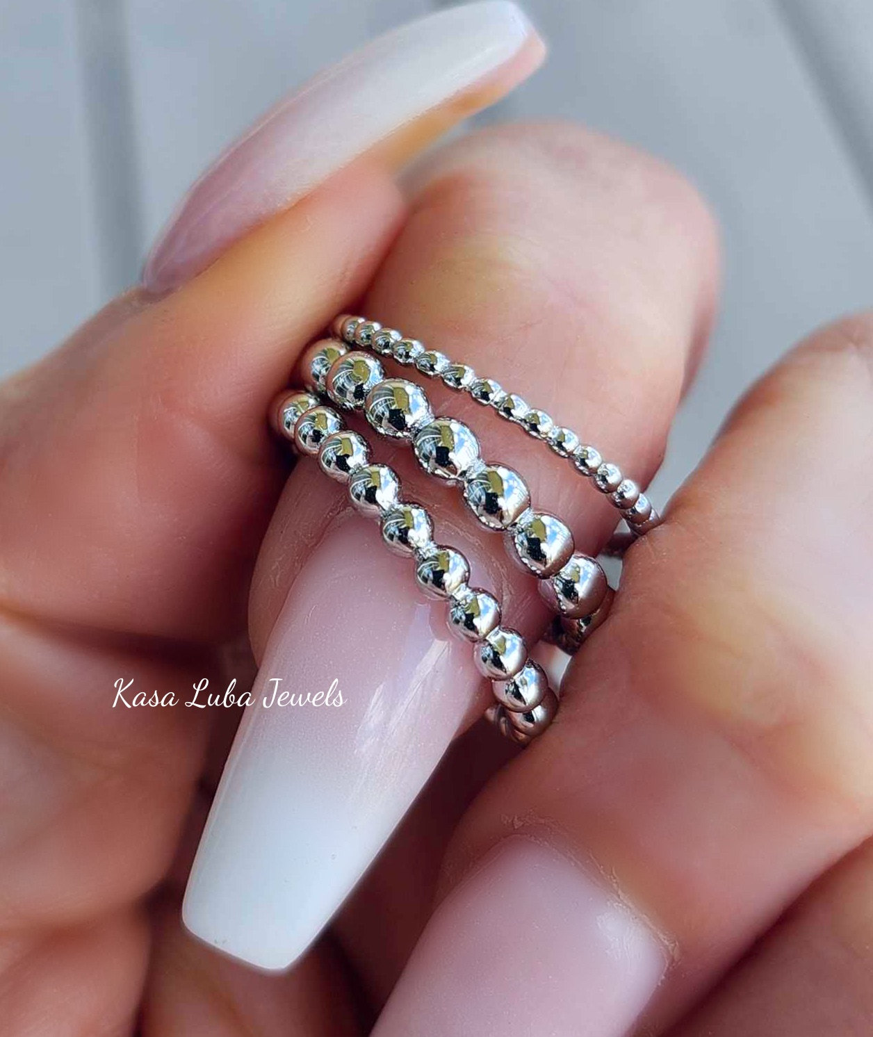 Stackable Silver Ring, Simple, 925 Sterling - Beaded - Sterling Buy the ...