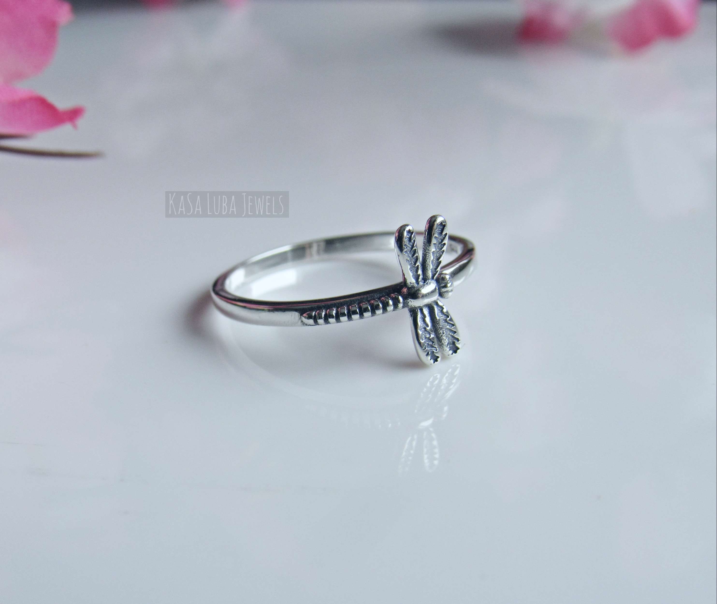 Sterling Silver Dragonfly Ring Oxidized Solid Silver | Etsy