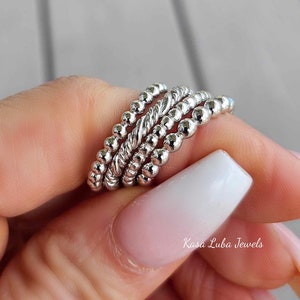 Stackable Silver Ring, Simple, 925 Sterling - Beaded - Sterling Buy the ...