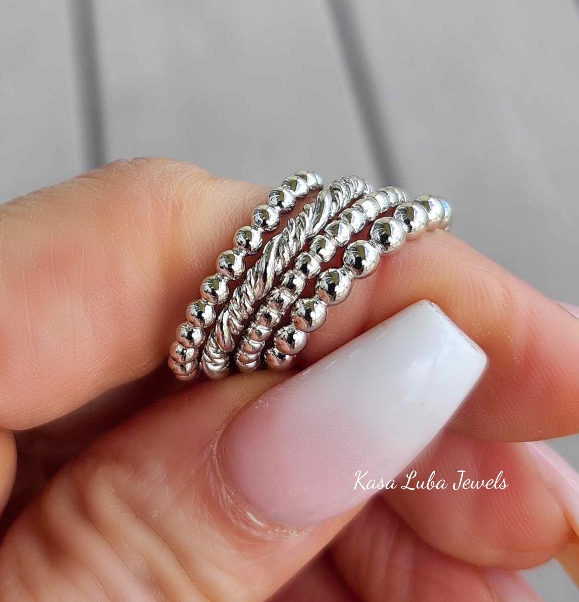 Stackable Silver Ring, Simple, 925 Sterling - Beaded - Sterling Buy the ...