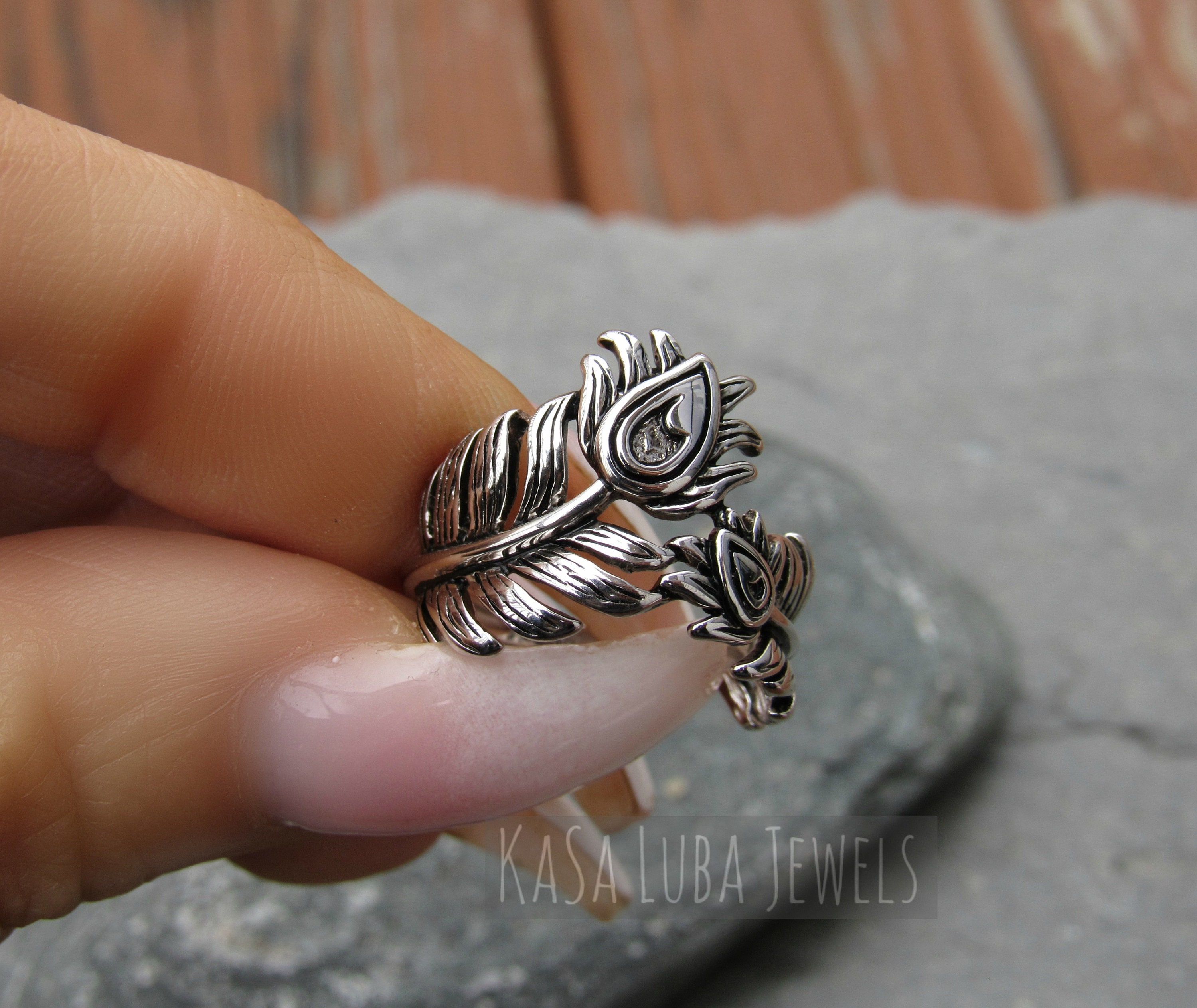 Flower leaf silver ring leaf ring statement ring silver | Etsy