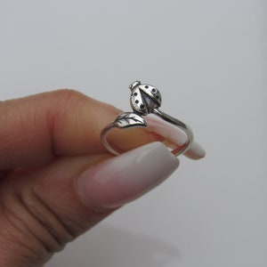 Ladybug Solid Silver Ring Lady Bug Jewelry Womens Sterling Silver Gifts ...