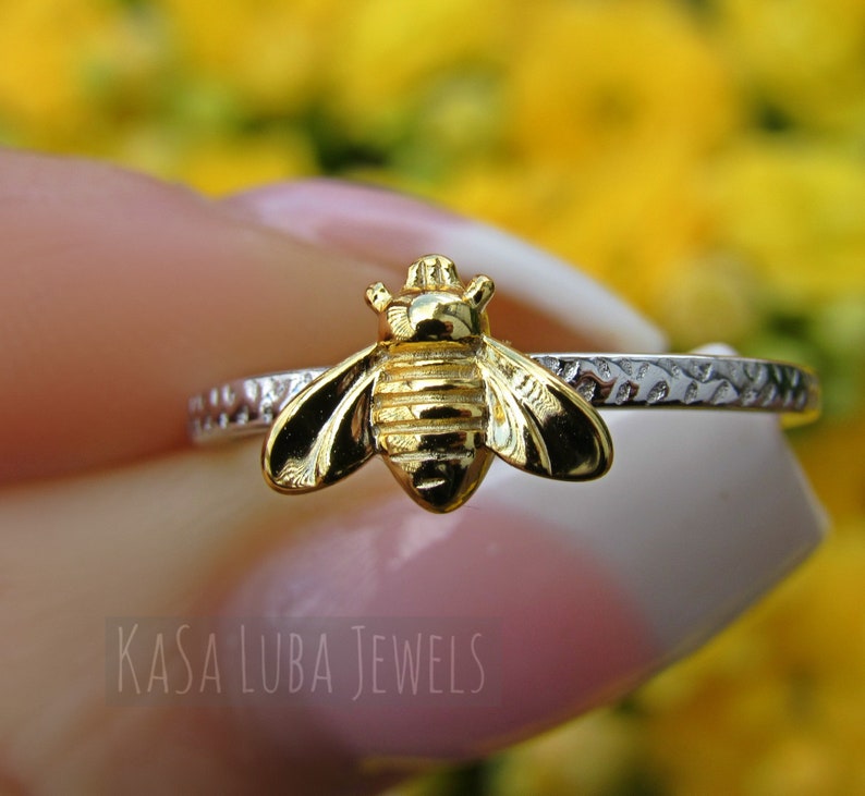 Sterling Silver Honeybee Ring Bee Gold Plated Ring Womens - Etsy