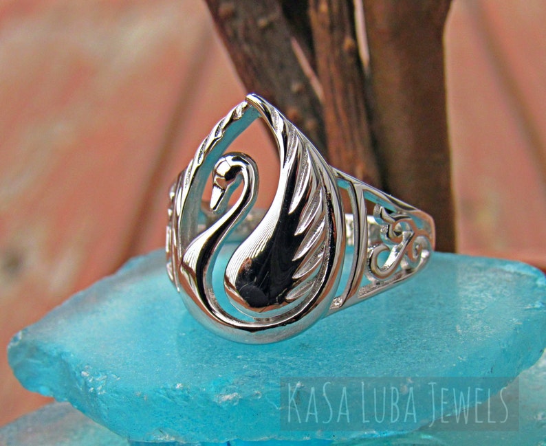 Swan Sterling Silver Ring: Womens Bird Jewelry (sizes 6-13) - Etsy