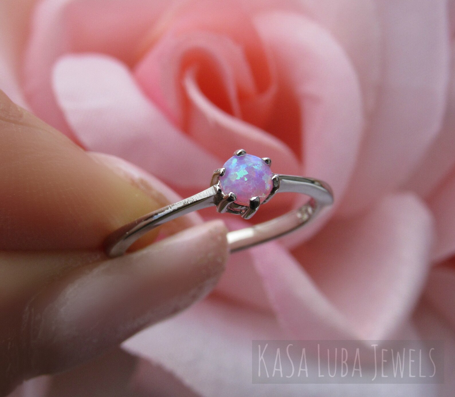 Silver Pink Lab Opal Ring Sterling Silver SOLID Pink Opal - Etsy