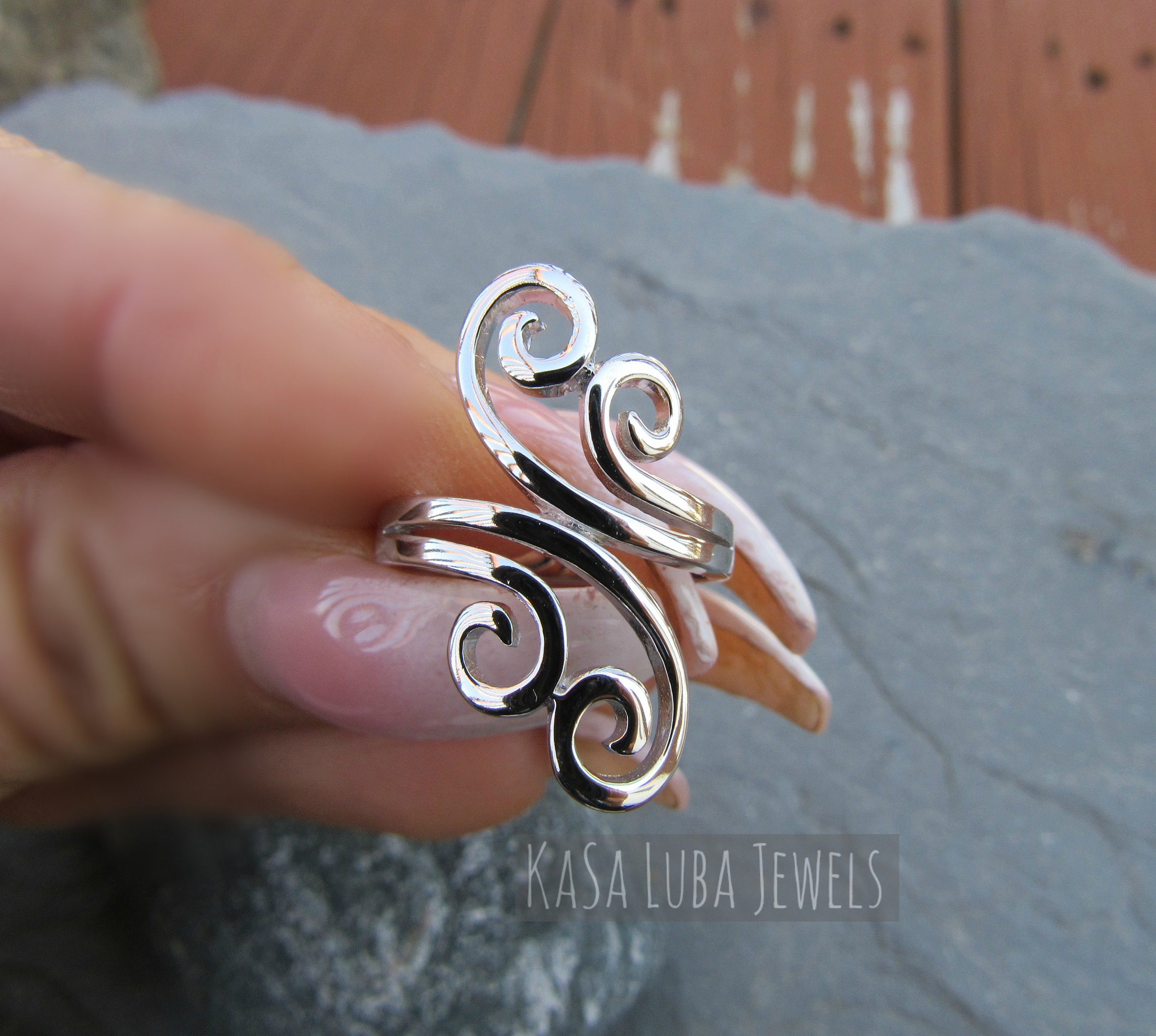 Silver Statement Ring Bold Silver Rings Wave Rings 925 - Etsy Canada