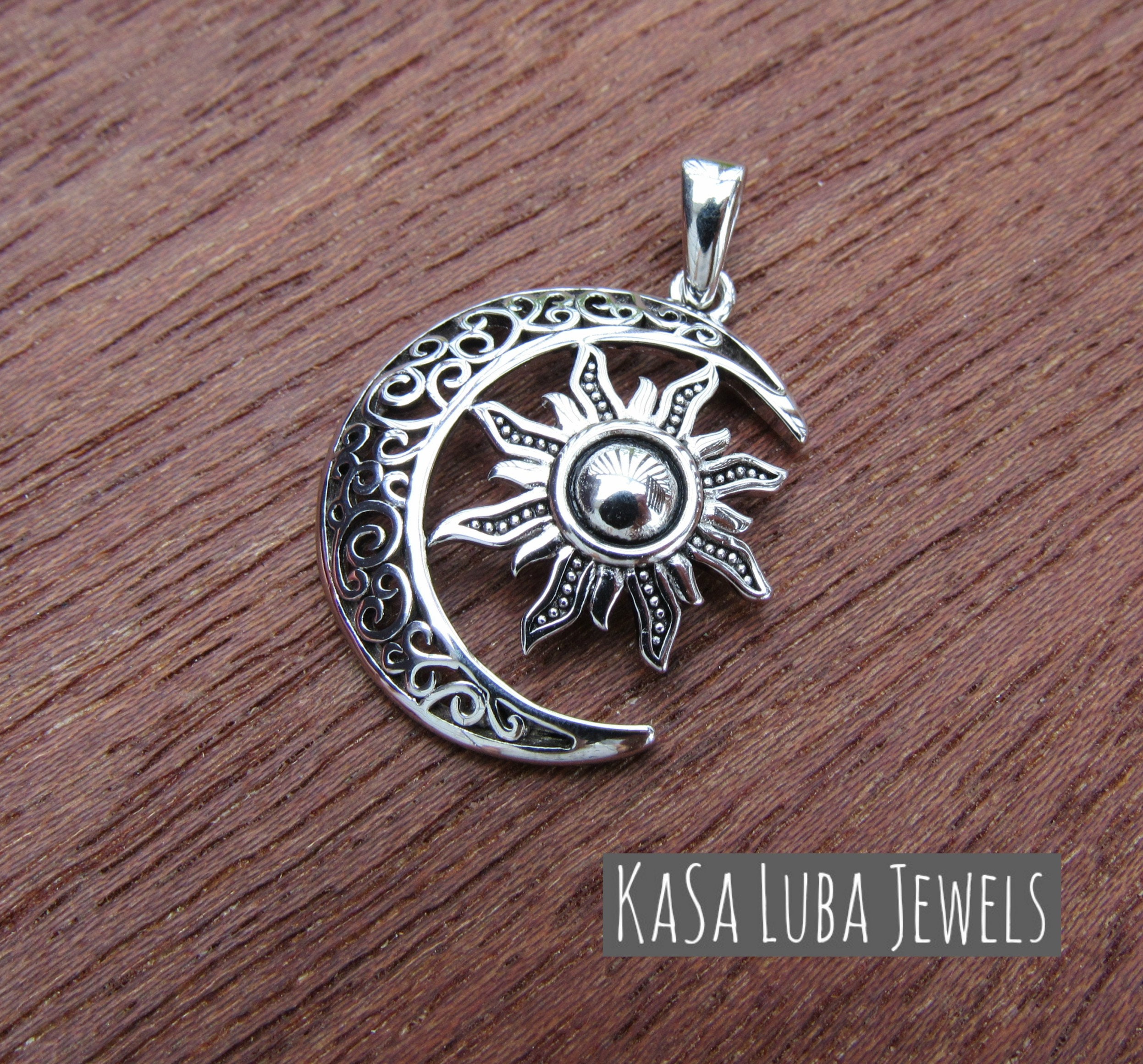 Sun moon Silver Pendant silver pendant moon pendant | Etsy