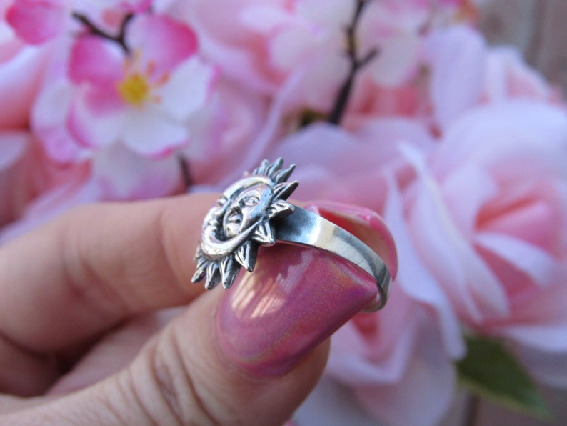 Sun and Moon Silver Ring Silver Ring Womens Sun Moon Ring | Etsy