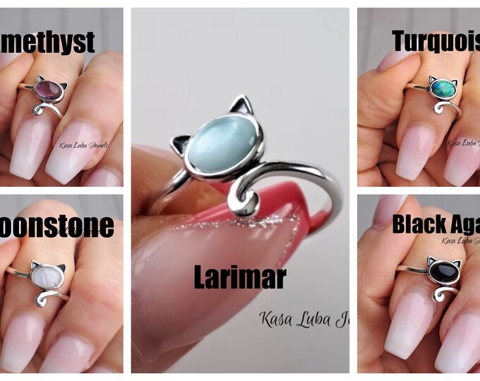 Two Cats Ring With Pearl in Sterling Silver Size 3 to 8 3/4 - Etsy
