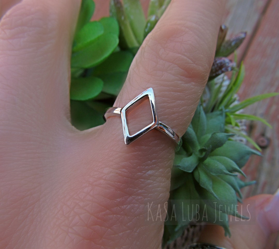 Diamond Shape Silver Ring, Simple Ring, Silver Rings - Etsy