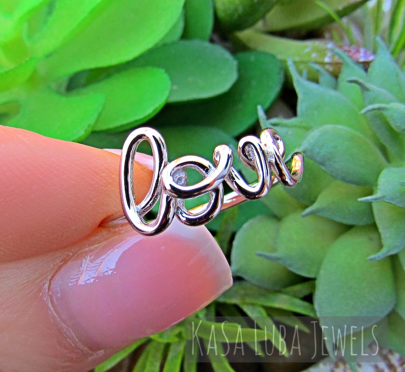 Silver Script Love Ring Love Ring Womens Silver Ring | Etsy