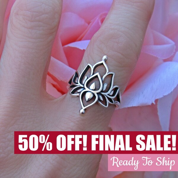 Silver Lotus Ring - Etsy