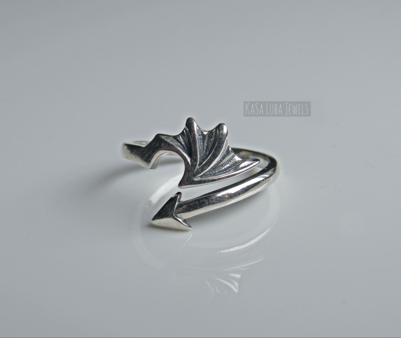 Silver Dragons Wing and Tail Ring Adjustable Dragon Lovers | Etsy