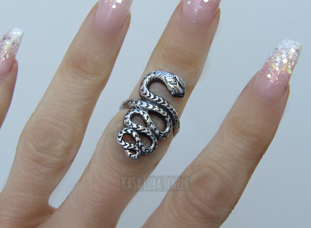 Stainless Steel Snake Ring - Womens Snake Ring - Reptile Ring - Midi ...