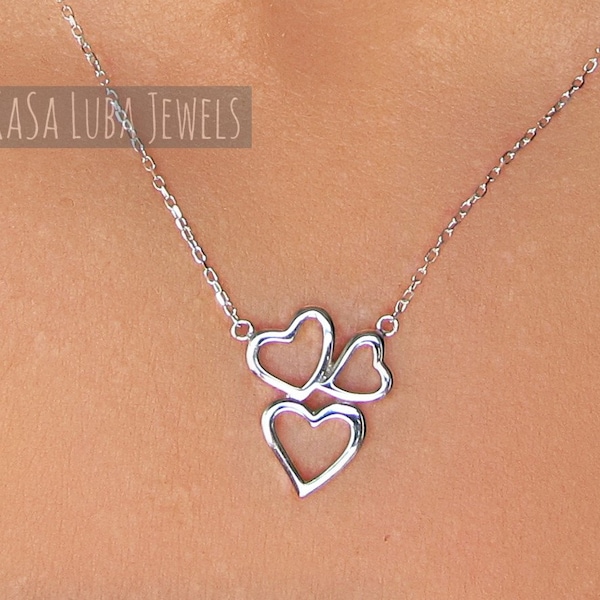 Triple Heart Pendant - Etsy