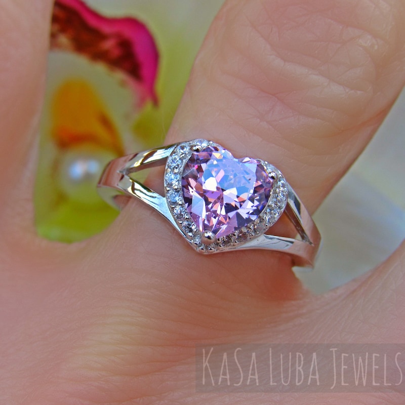 Pink Heart Ring - Etsy