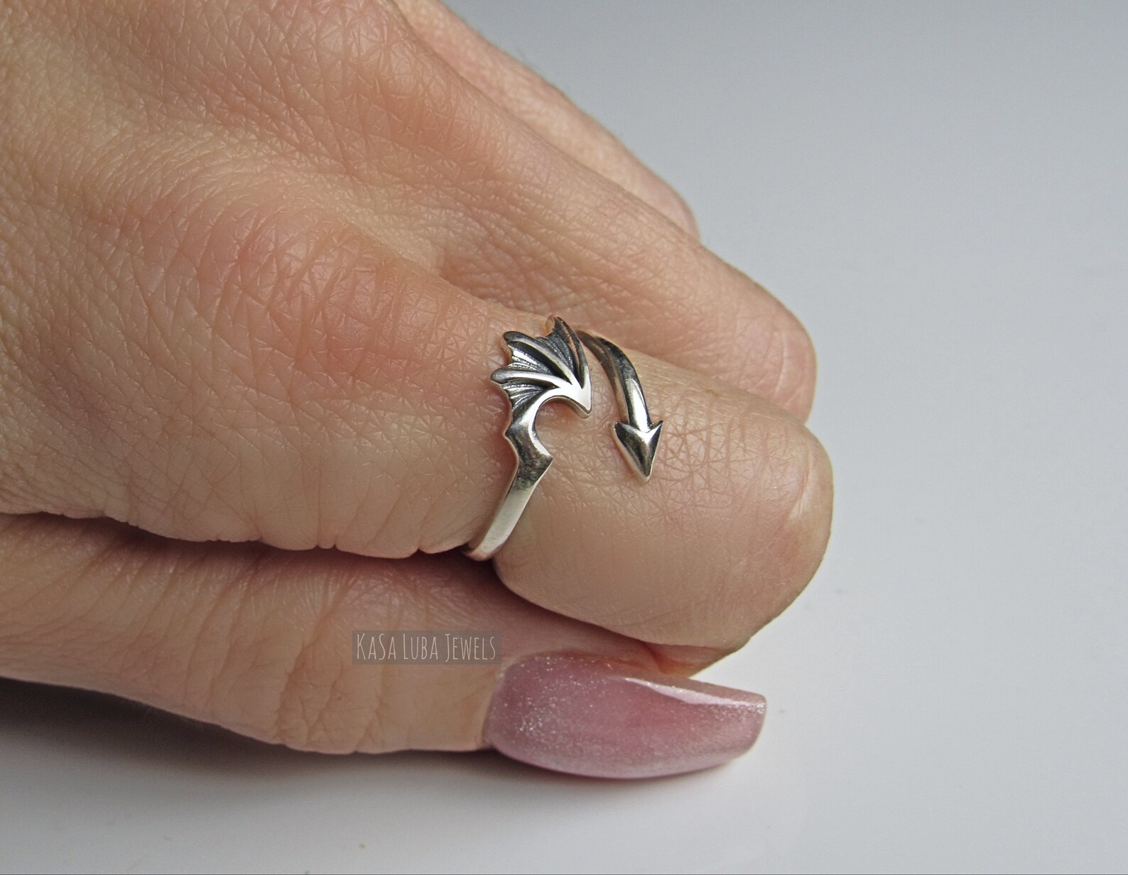 Silver Dragons Wing and Tail Ring Adjustable Dragon Lovers | Etsy