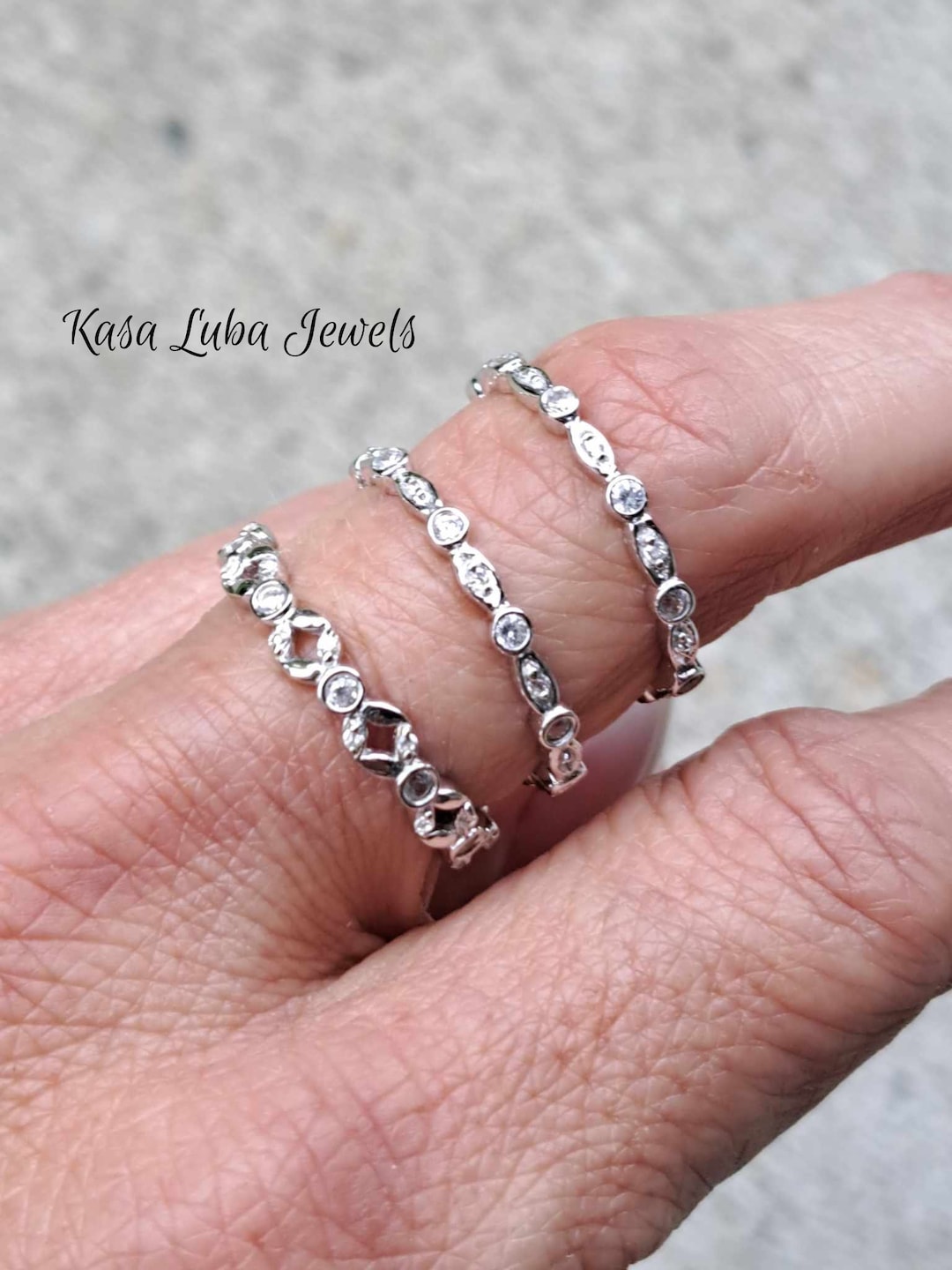 Sterling Silver Stacking Rings, Stackable - 3 Rings - CZ Stones ...