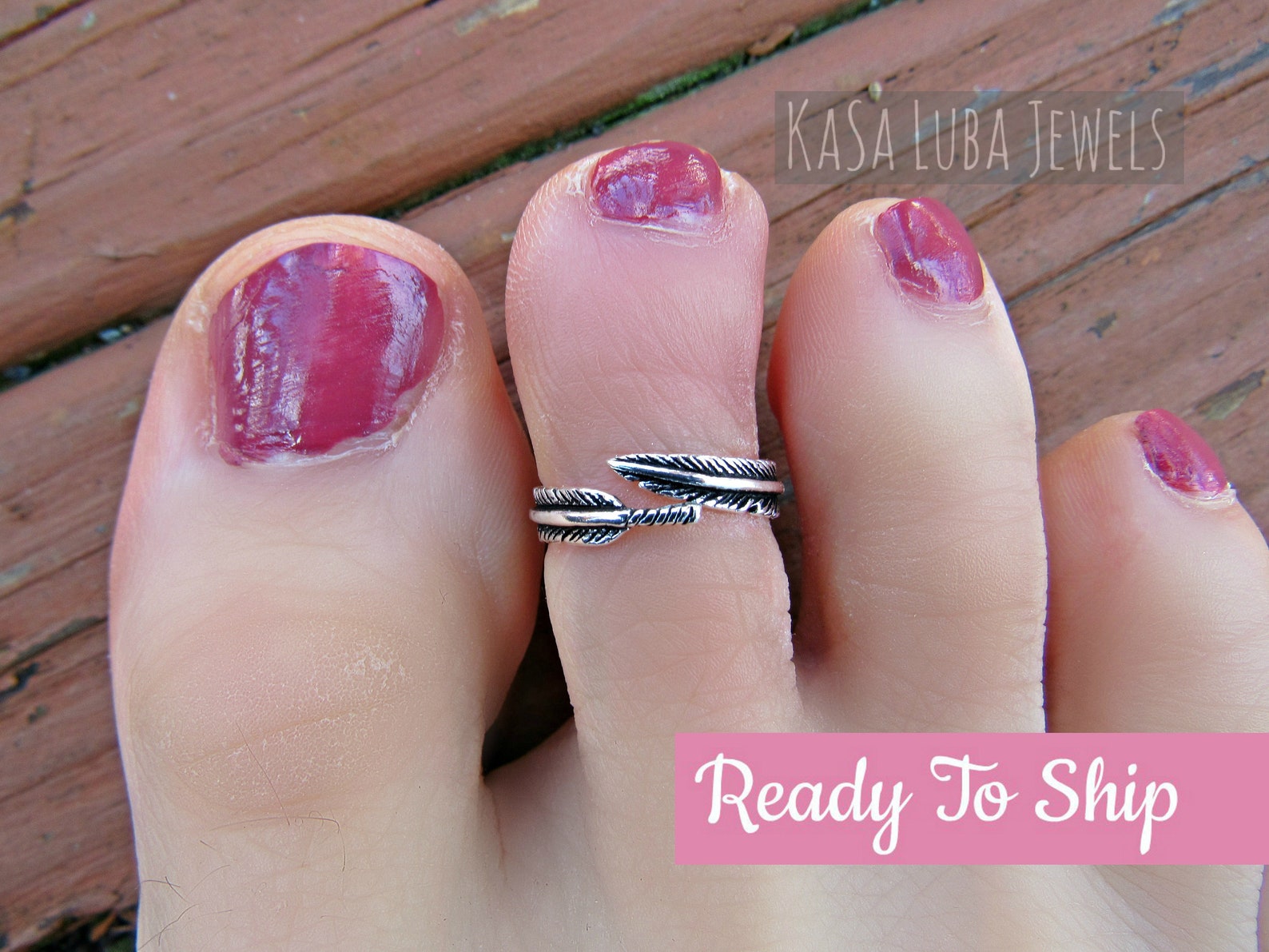 Oxidized Feather Toe Ring 925 Sterling Silver Promise - Etsy