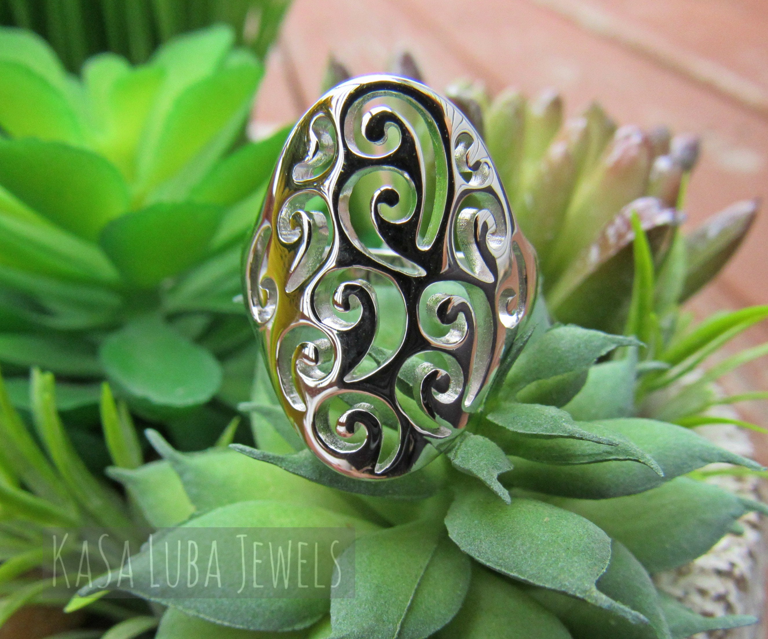 Statement ring cocktail ring sterling silver ring | Etsy