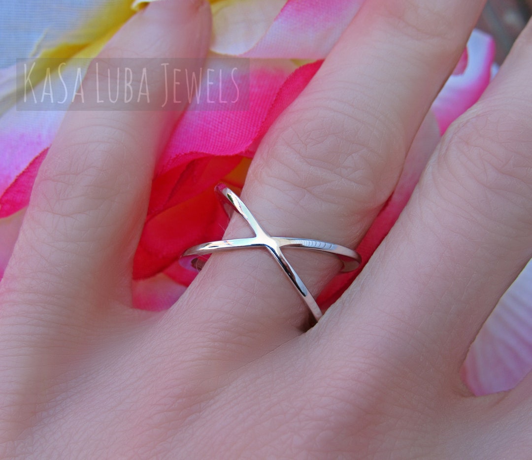 Solid Silver Crisscross Ring - Overlapping Ring - 925 Silver - Sterling ...