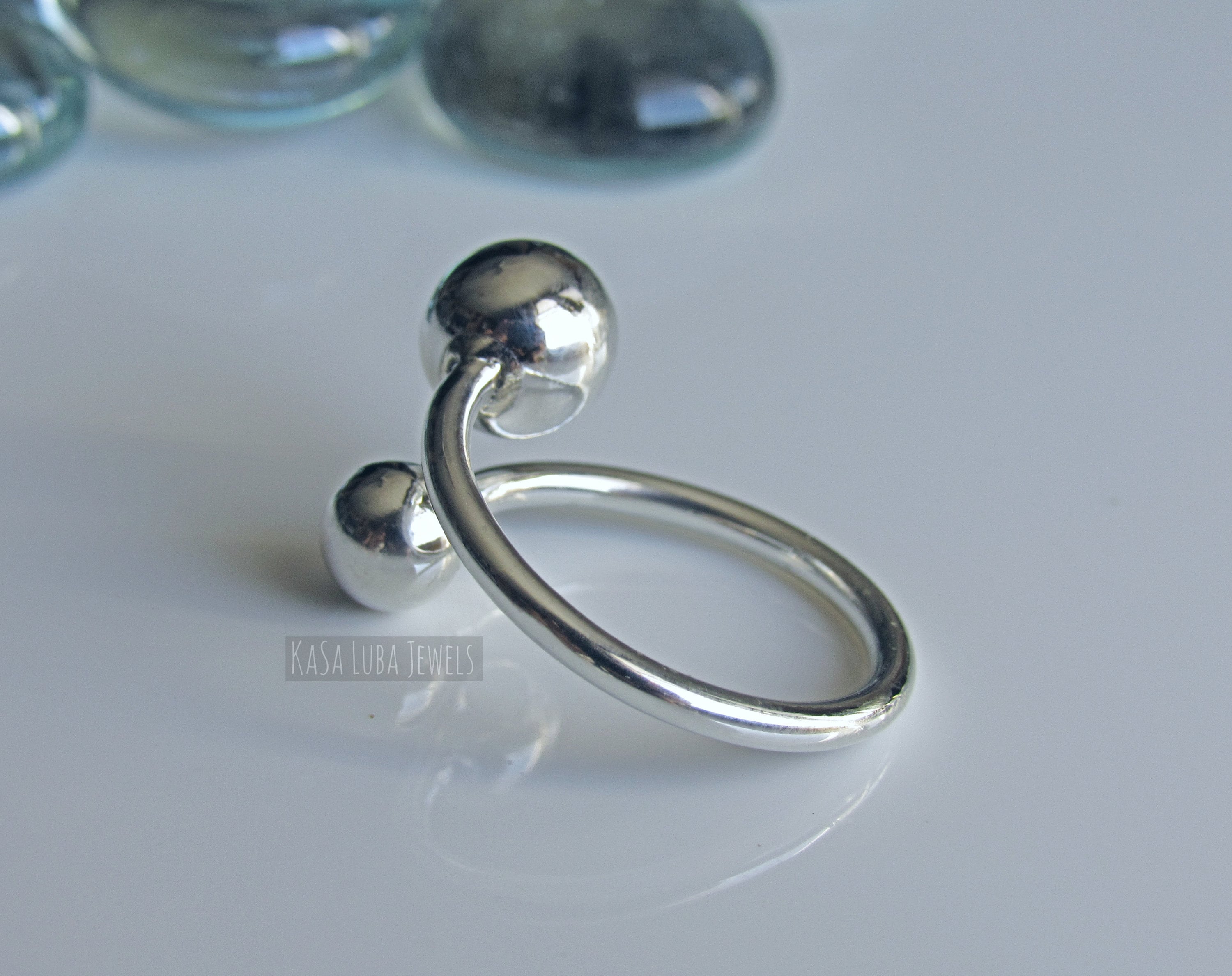 Wrap Around Sterling Silver Ball Ring Adjustable Ring | Etsy