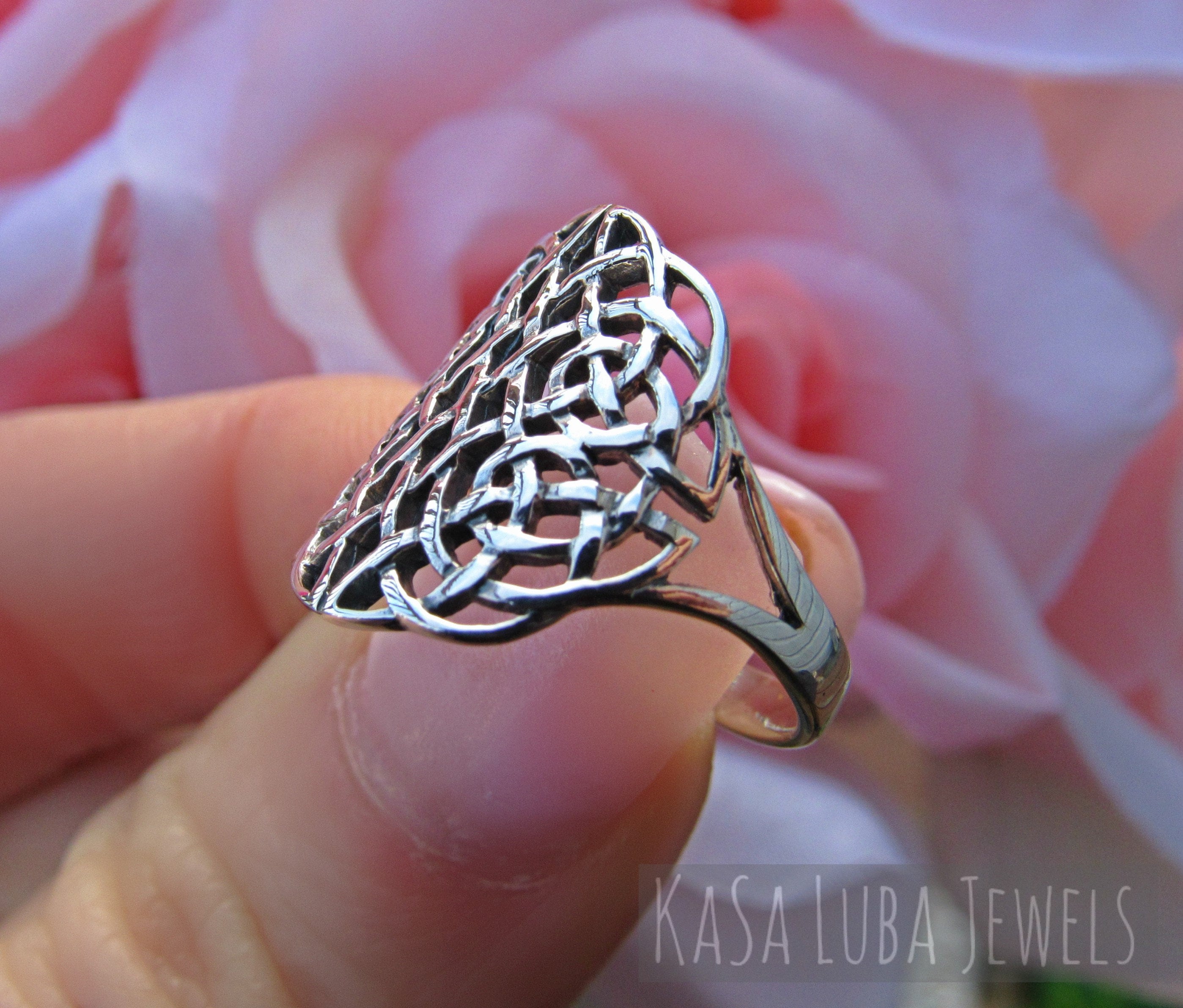 Sterling Silver Celtic Ring Womens Statement Ring Unique | Etsy