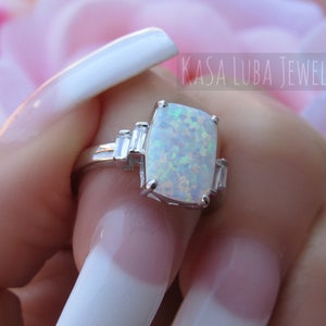Sterling Silver Lab Opal Ring: CZ Accents, Tarnish Free - Etsy