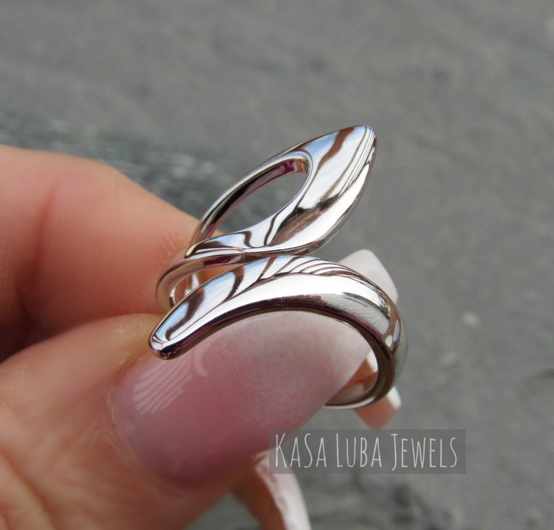 Adjustable Sterling Silver Wrap Ring: Large Open Design - Etsy