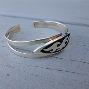 Wave Adjustable Bangle Bracelet, Sterling Silver, 925, Solid Silver - Fire - Etsy
