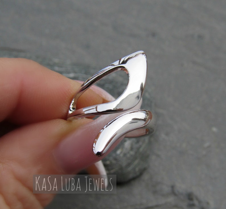 Adjustable Sterling Silver Wrap Ring: Large Open Design - Etsy