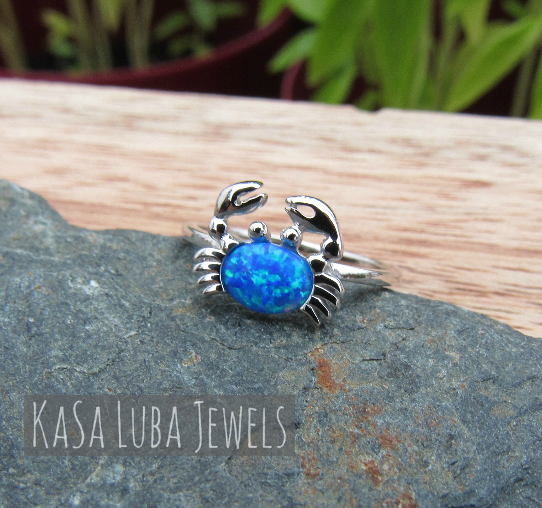 Blue Lab Opal Crab Ring Crab Ring Beach Jewelry Silver Ring - Etsy