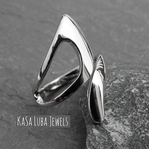 Adjustable Sterling Silver Wrap Ring: Large Open Design - Etsy