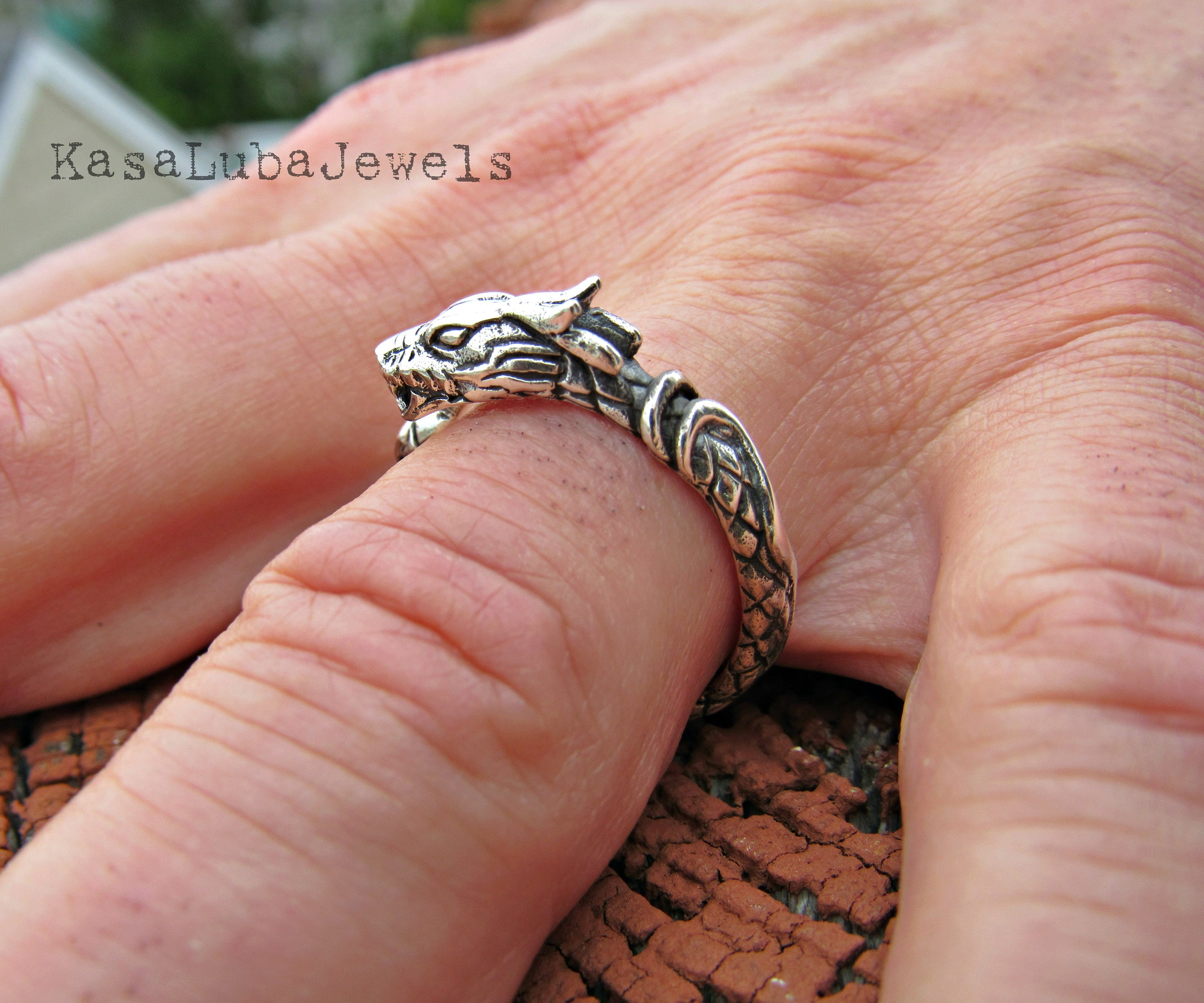 Sterling Silver Dragon Ring Dragon Jewelry Mens Rings | Etsy