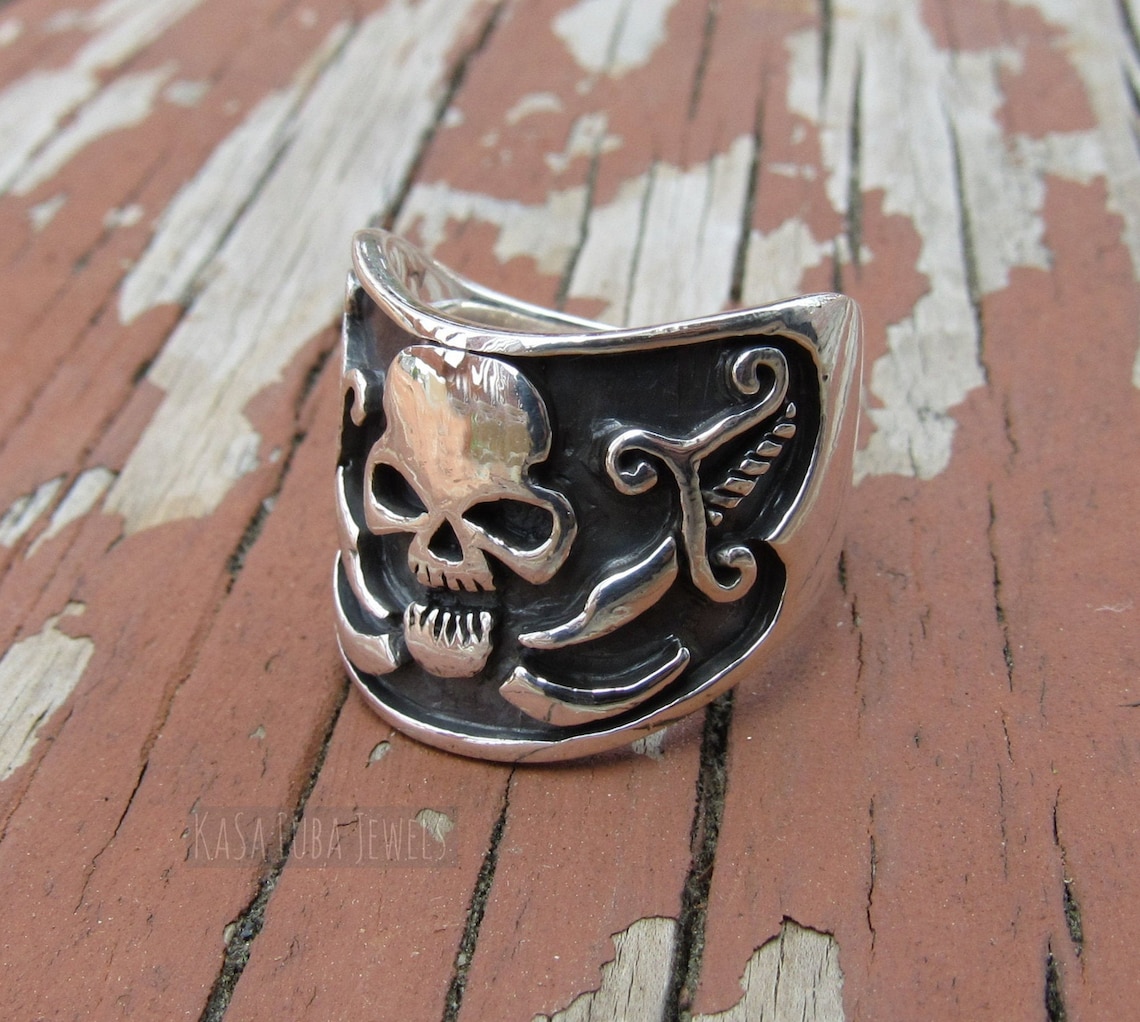 Large Skull Sterling Silver Ring Biker Ring Mens Skull - Etsy