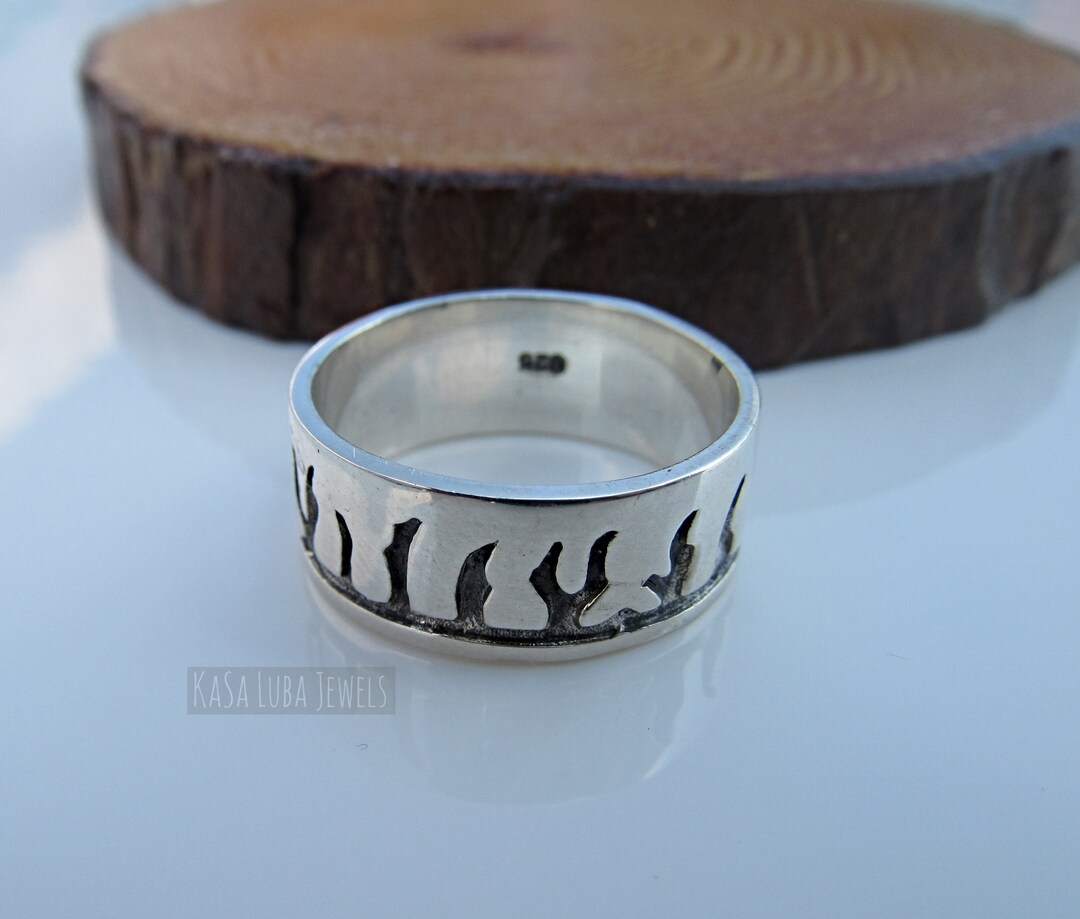 Mens Sterling Silver Fire Ring - Biker Ring - Mens Rock Rings - Cool ...