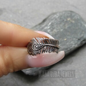 Peacock Feather Silver Ring Peacock Ring Feather Ring - Etsy