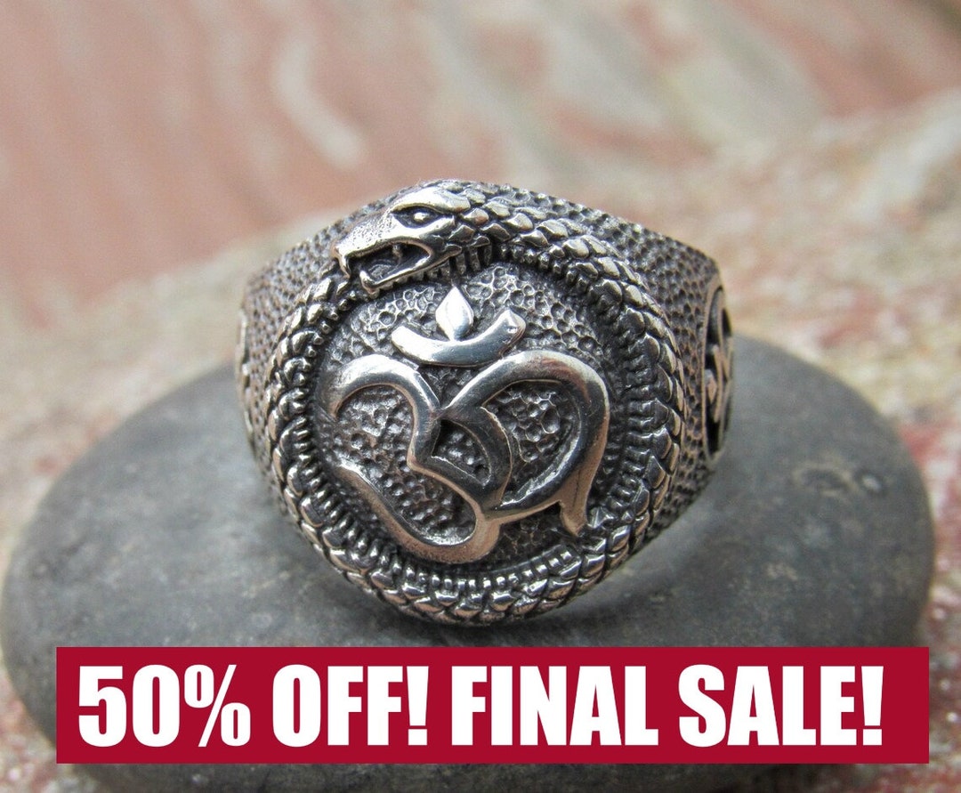 Sterling Silver Om Snake Ring - Mens Ouroboros Ring - Etsy