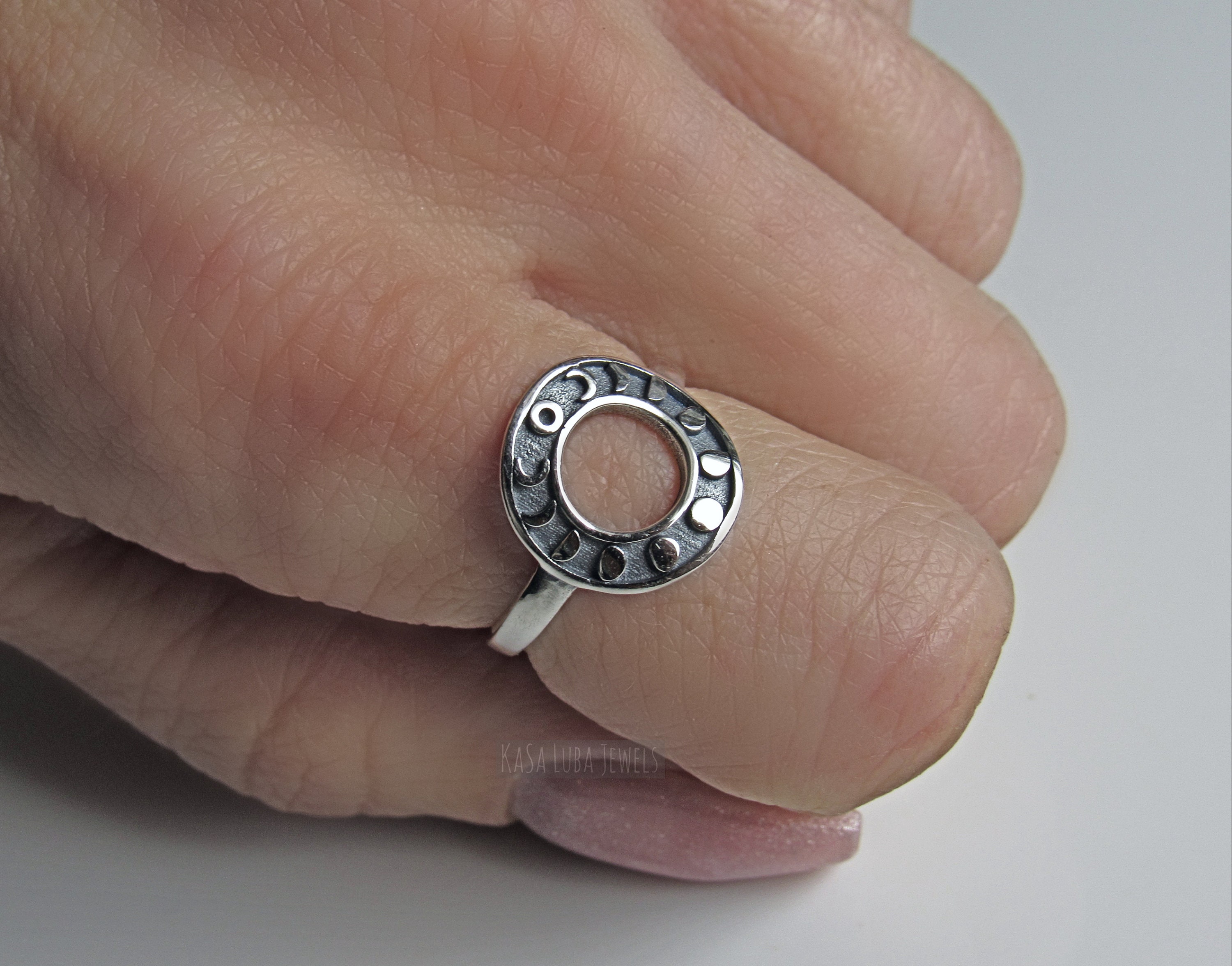 Sterling Silver Moon Phases Ring Womens Statement Ring | Etsy