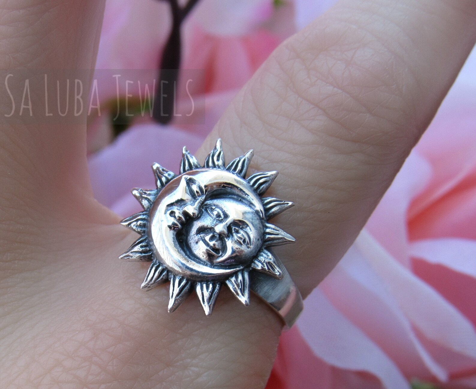 Sun and Moon Silver Ring Silver Ring Womens Sun Moon Ring - Etsy