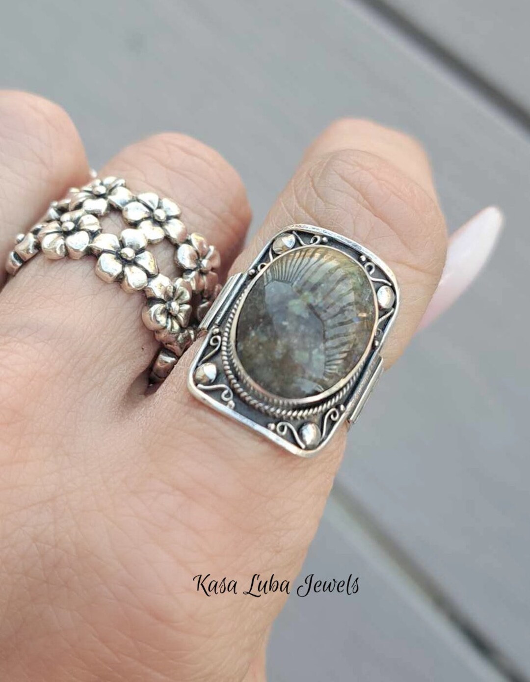 Silver Labradorite Ring - Sterling Silver - Gemstone - Bohemian - 925 ...