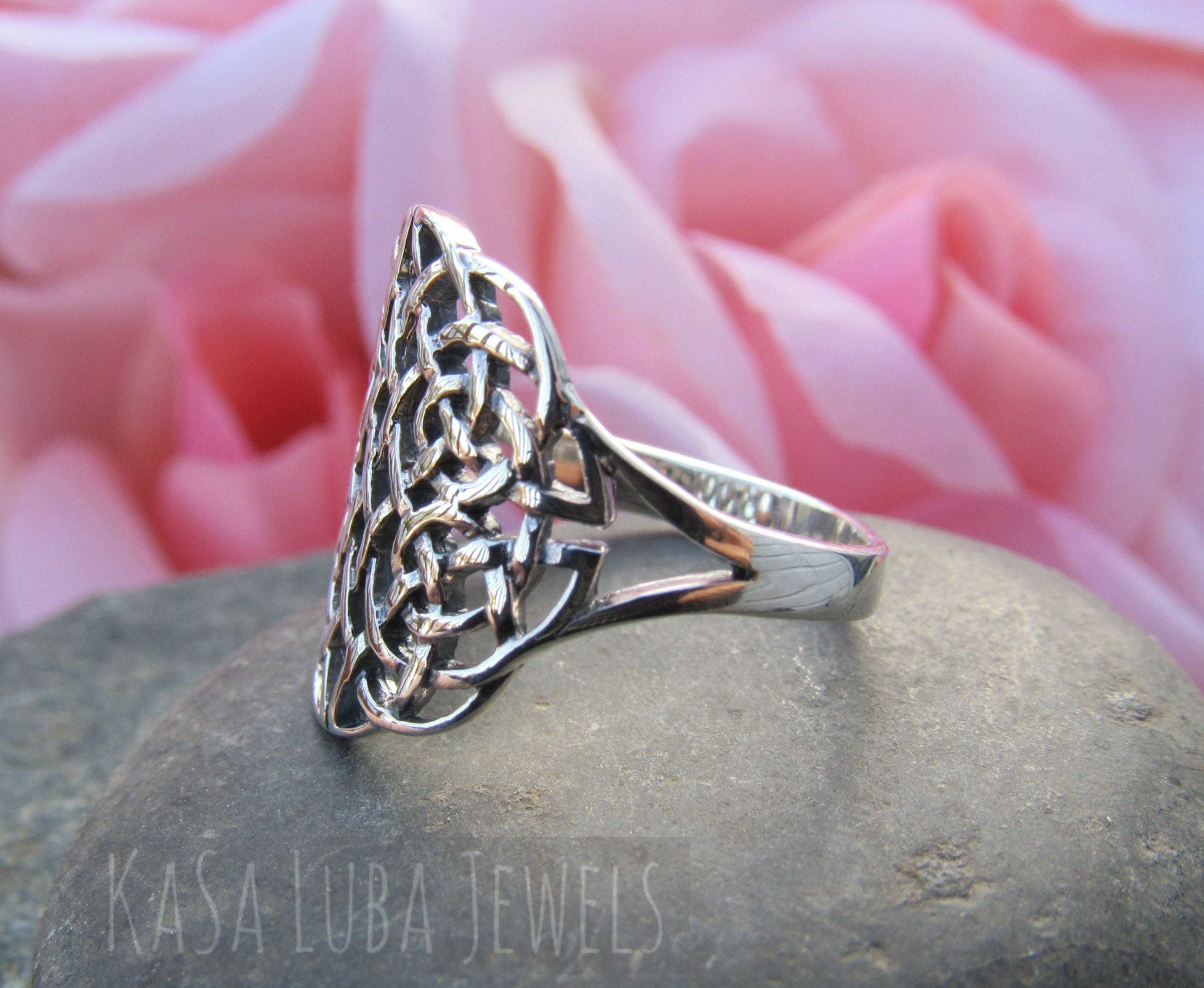 Sterling Silver Celtic Ring Womens Statement Ring Unique | Etsy