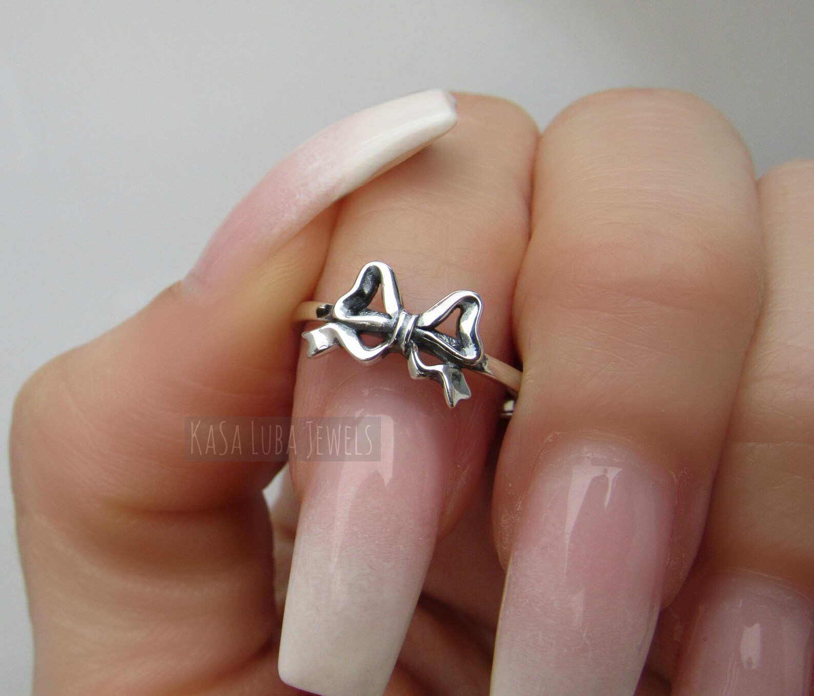 Sterling Silver Bow Ring DAINTY Promise Ring Ribbon Ring - Etsy