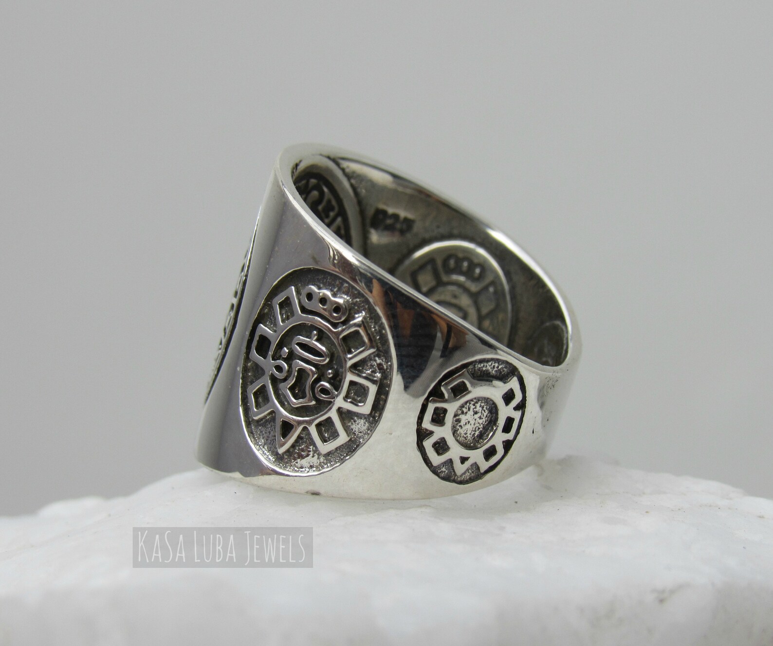 Silver Aztec Calendar Ring Mexica Calendar Rings Womens | Etsy