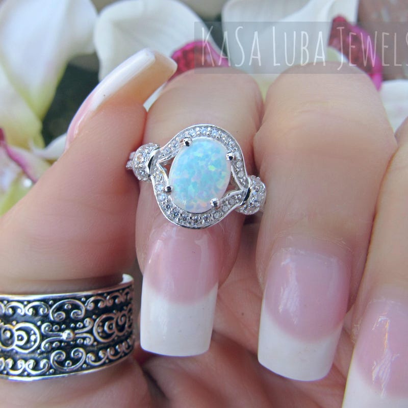 White Opal Ring - Etsy