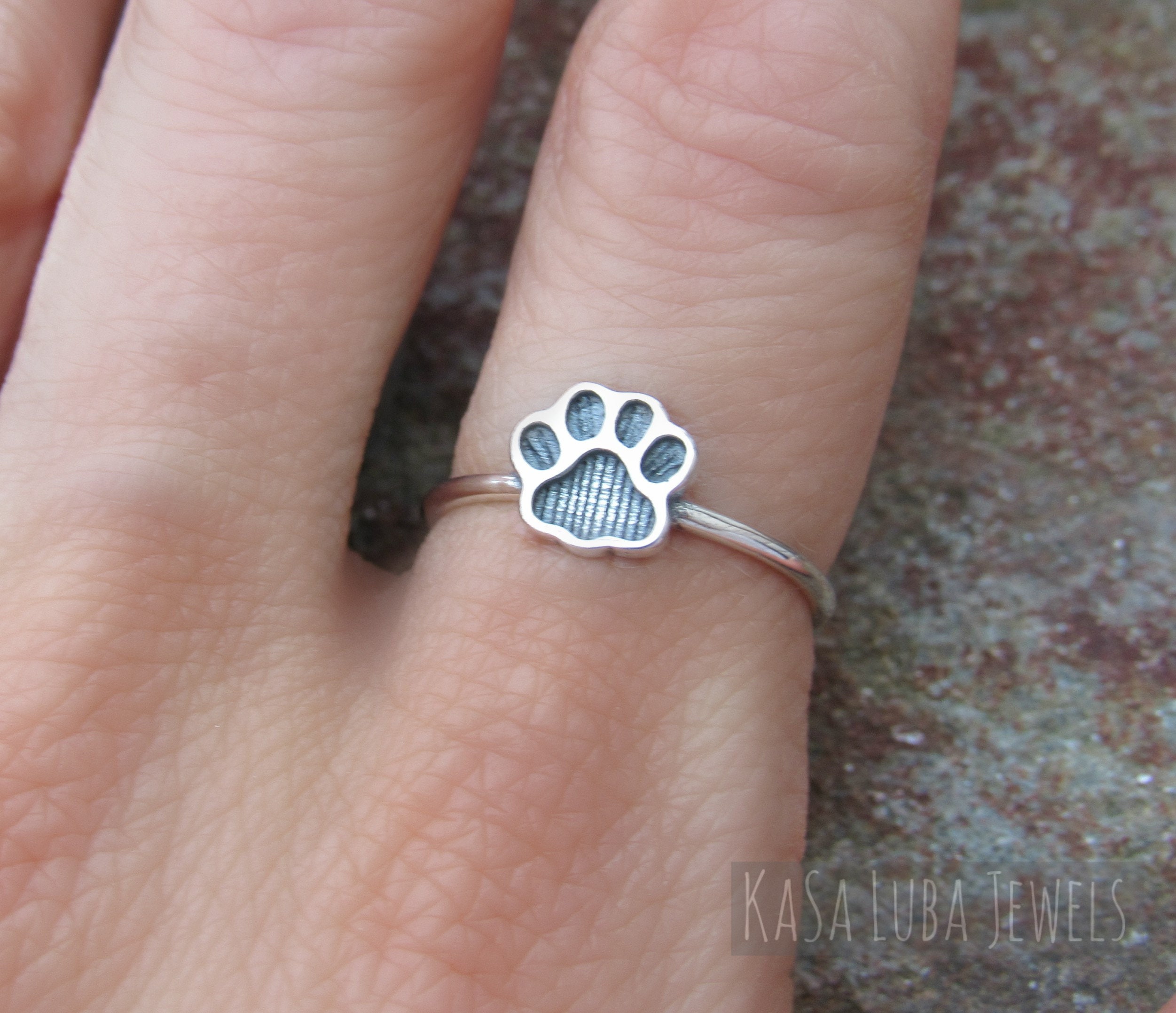 Womens Paw Print Ring Silver Paw Ring Dog Paw Ring Dog | Etsy