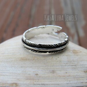 Oxidized Feather Toe Ring 925 Sterling Silver Promise - Etsy
