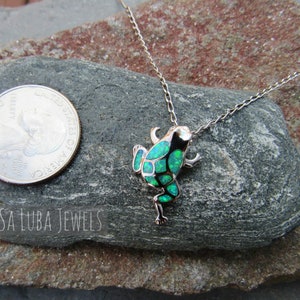Silver Green Lab Opal Frog Pendant - Frog Lovers - Sterling Silver ...
