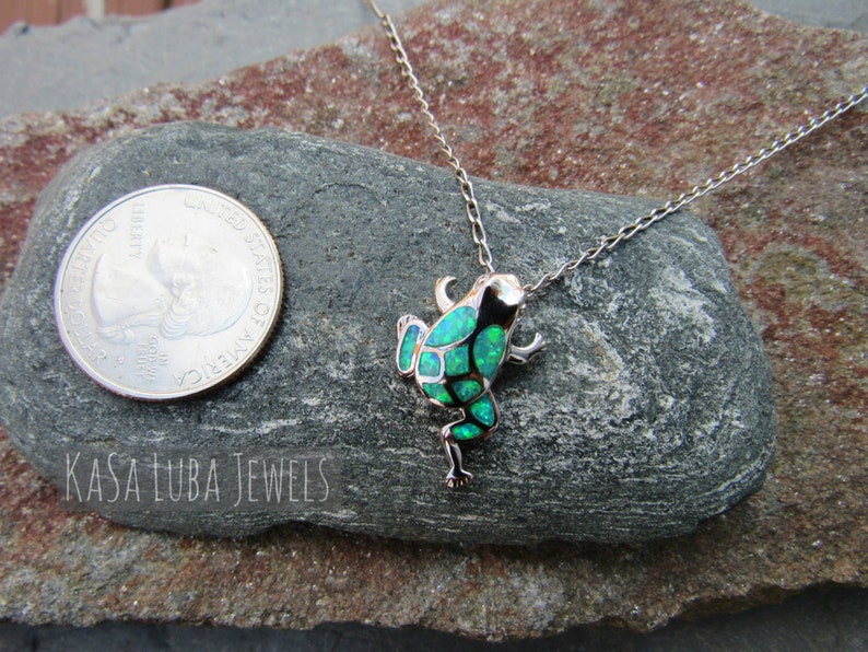 Silver Green Lab Opal Frog Pendant Frog Lovers Sterling - Etsy