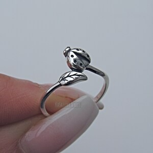 Ladybug Solid Silver Ring Lady Bug Jewelry Womens Sterling Silver Gifts ...